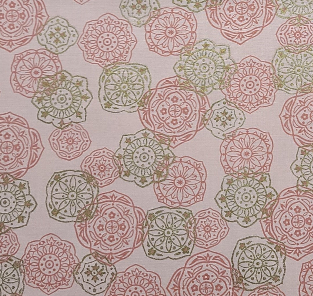 Joann Fabric - Salmon Fabric / Dark Salmon and Metallic Antique Gold ...