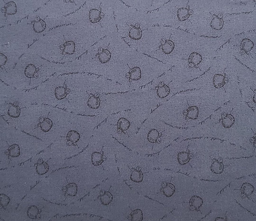 EOB Snowfolk by Farmyard Creations for Clothworks Navy Fabric / Black Tossed Snowman, Fleck and ...