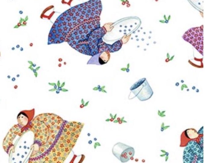 Berry Pickers DP27048-10 by Barbara Lavallee for Northcott - White ...