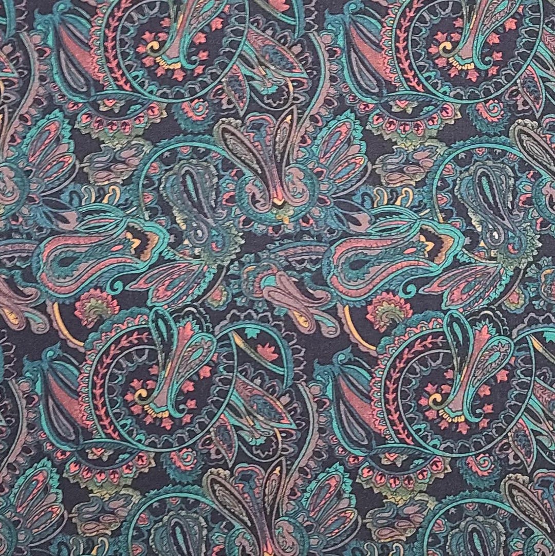 EOB Black Fabric / Hunter Green, Plum, Tan, Packed Paisley Print ...