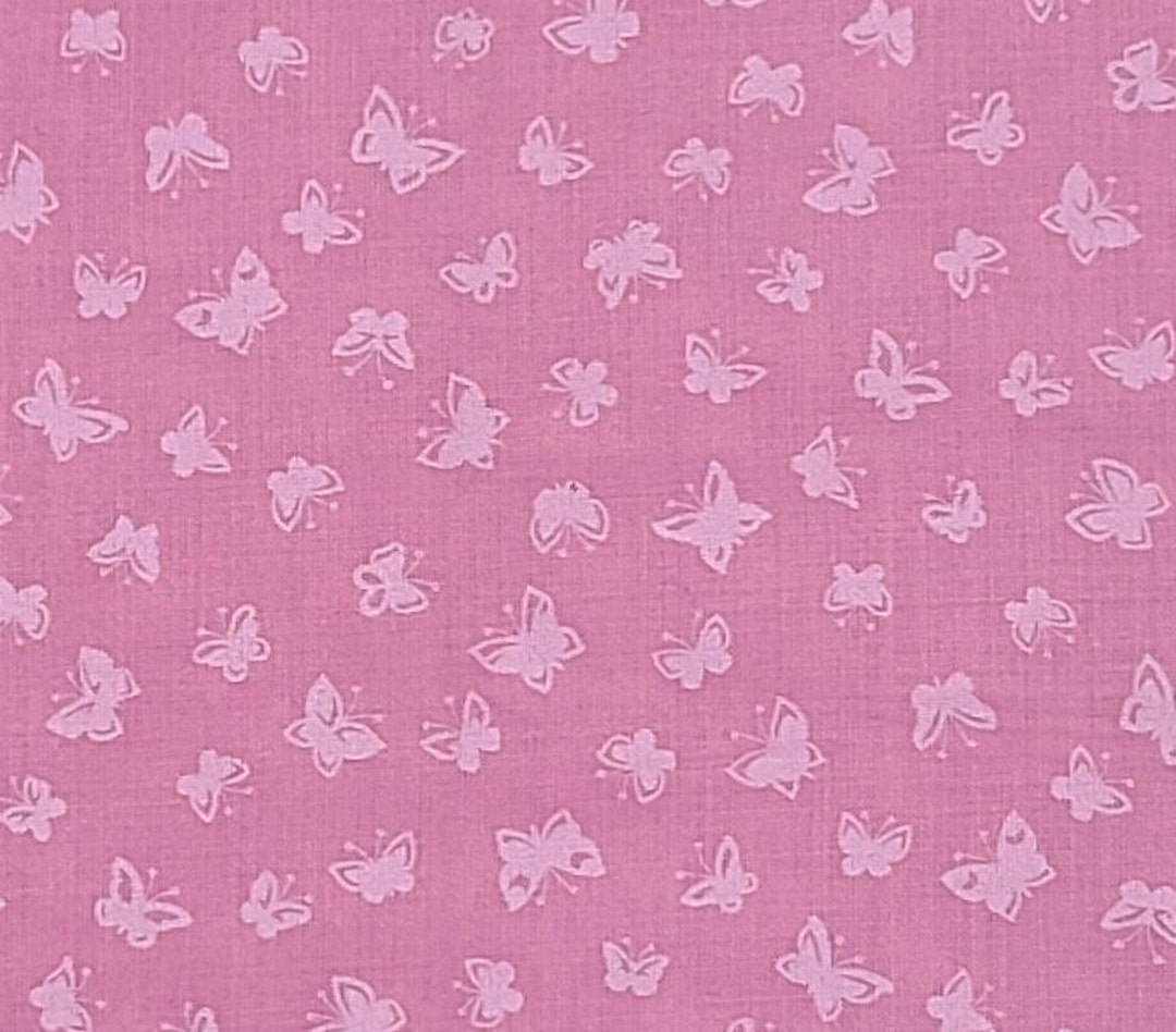 Cranston Print Works-crantex - Pink Fabric / White Butterfly Print - Etsy