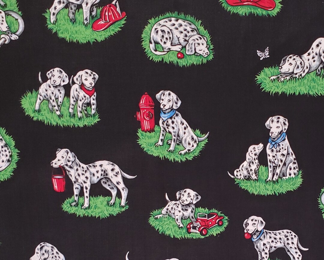 Cranston Print Works Company - Black Fabric / Dalmation Print - Etsy