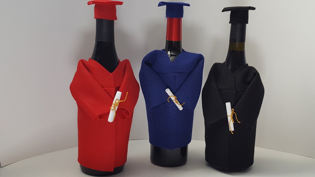 Graduation Cap & Gown Bottle Cover - Black - Etsy