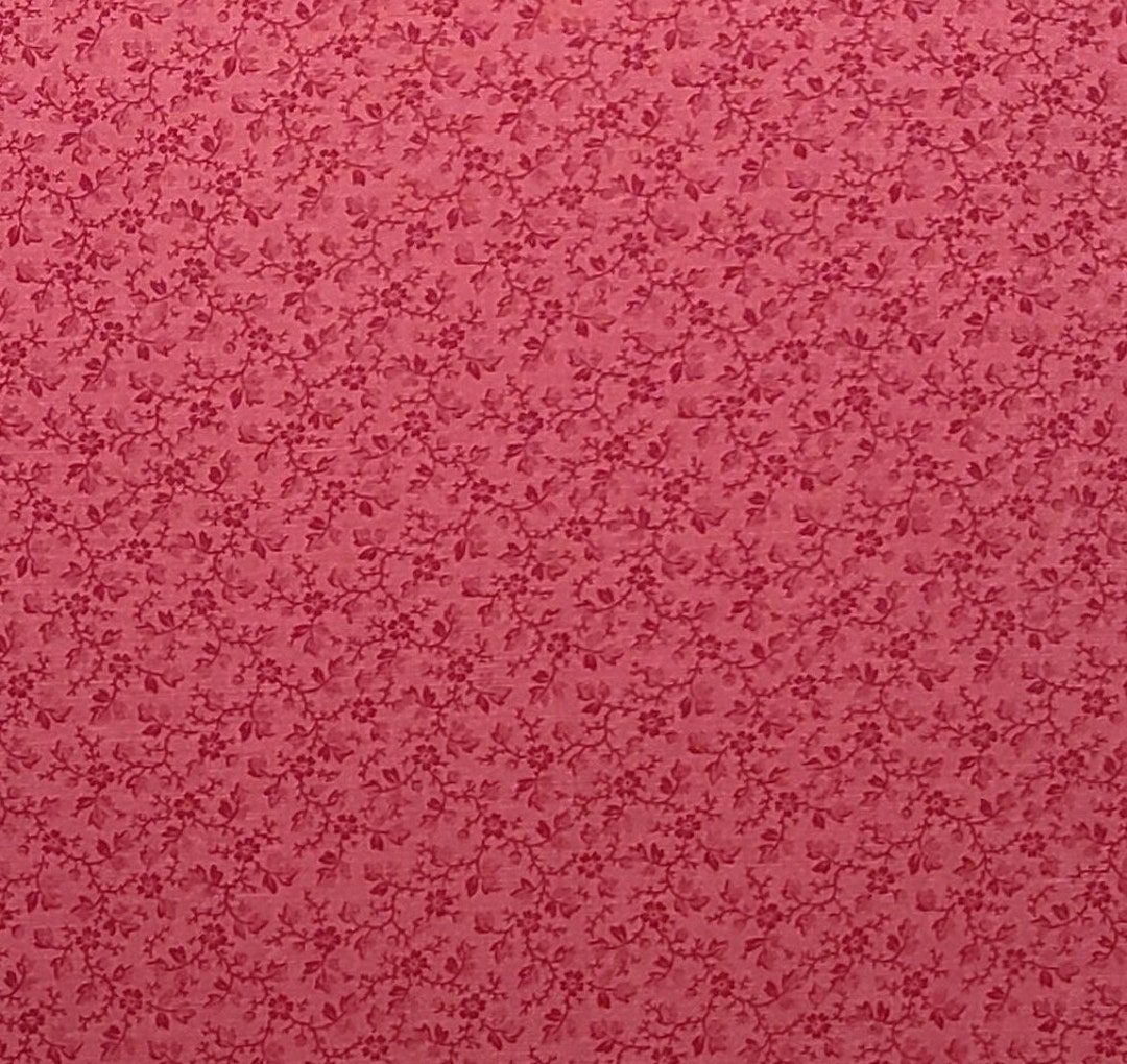 Classic Cottons 1998 - Soft Red Fabric / Red Flower Print - Etsy