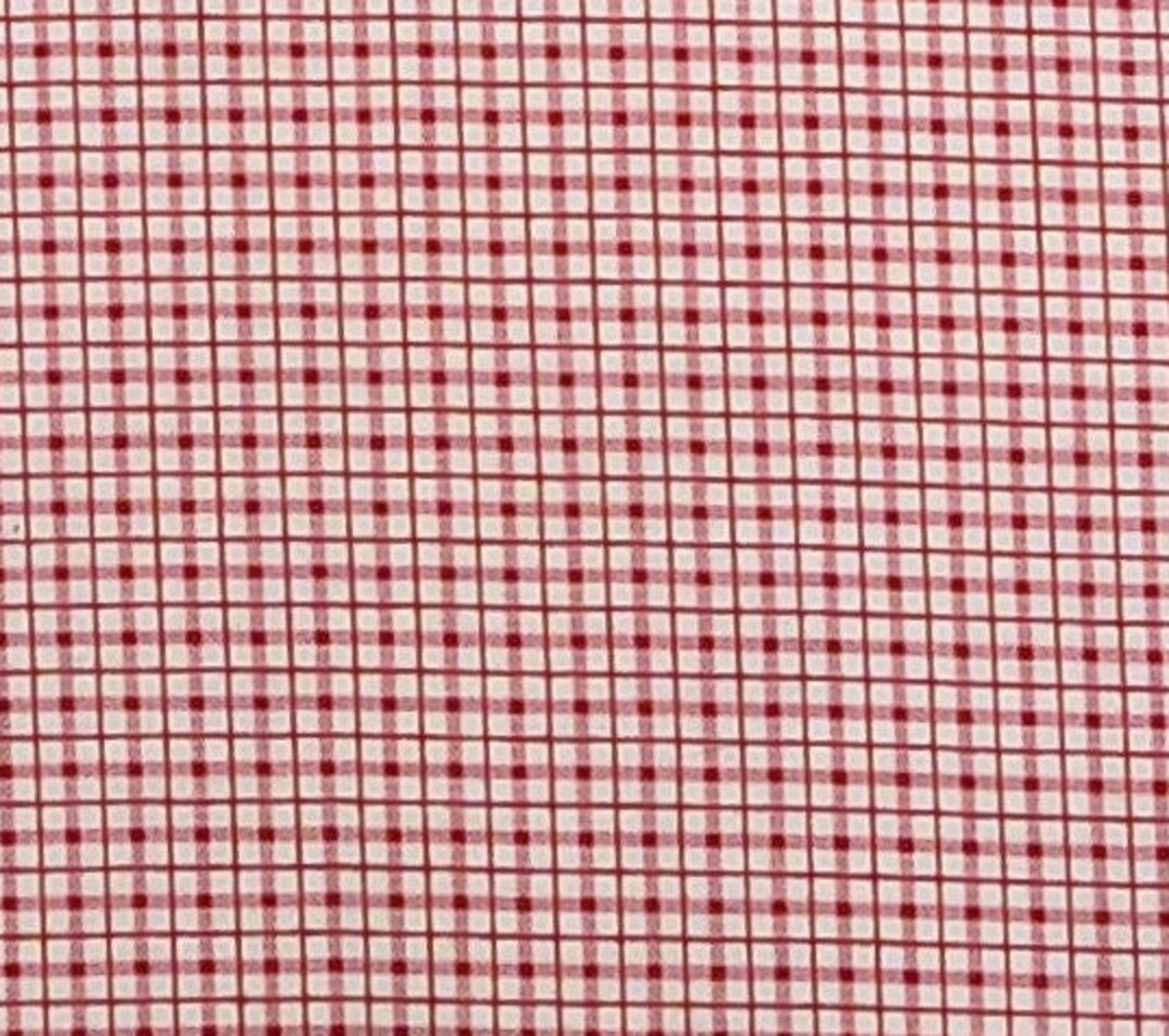 VIP Print Cranston Printworks Co - White and Red Checked Fabric - Etsy
