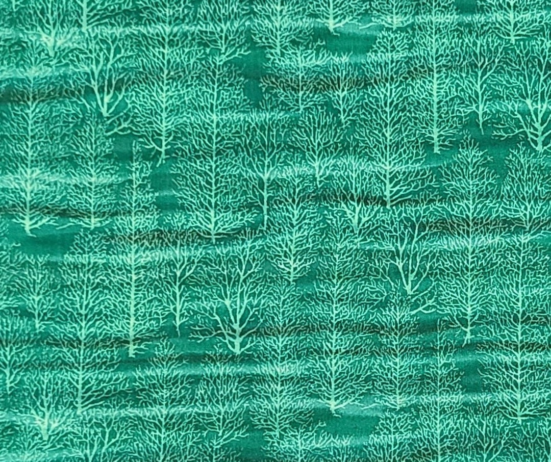 Primary Green Fabric / Tree Silhouette Pattern - Etsy