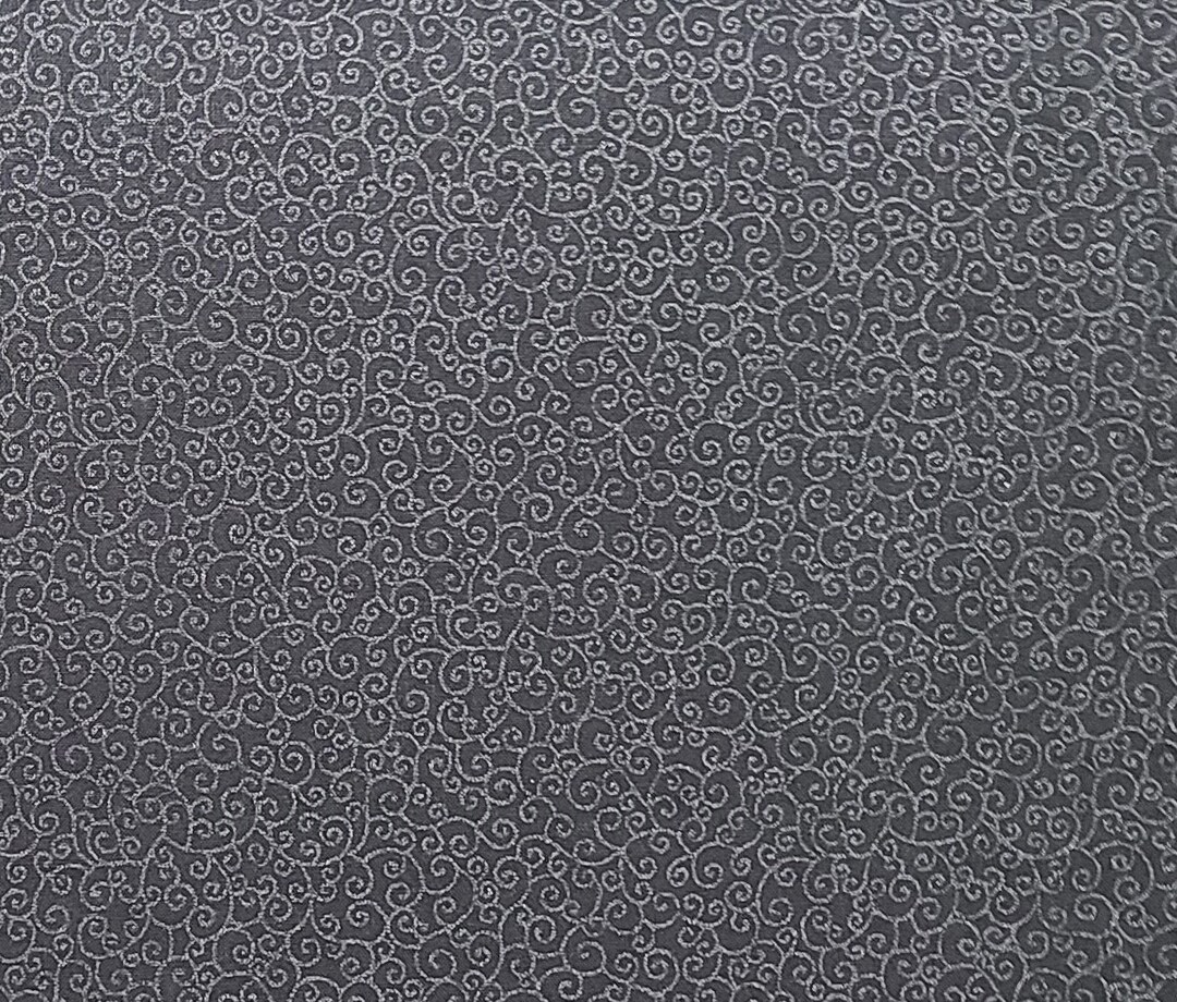 Black Fabric / Gray Scroll Print - Etsy