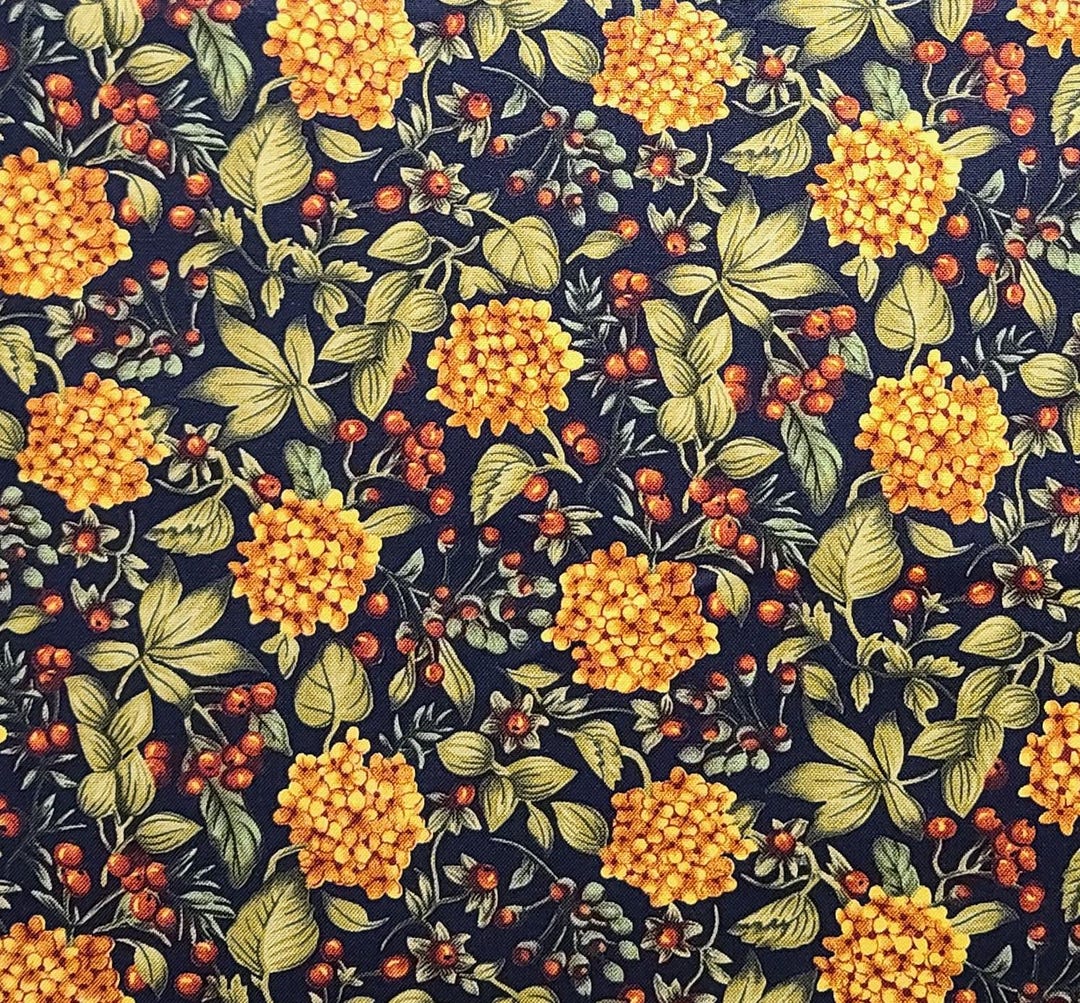 Fall Jewels Anna Fishkin & Monica Zhu Red Rooster Fabrics Design 14646 - Black Fabric / Orange ...