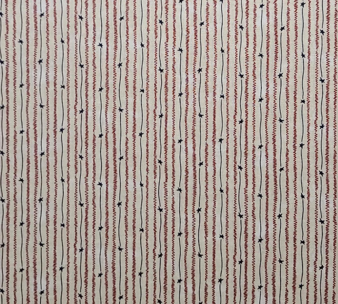 Glory Be! by Sandi Gervais for Moda - Tan Fabric / Red, Dark Blue, Star ...