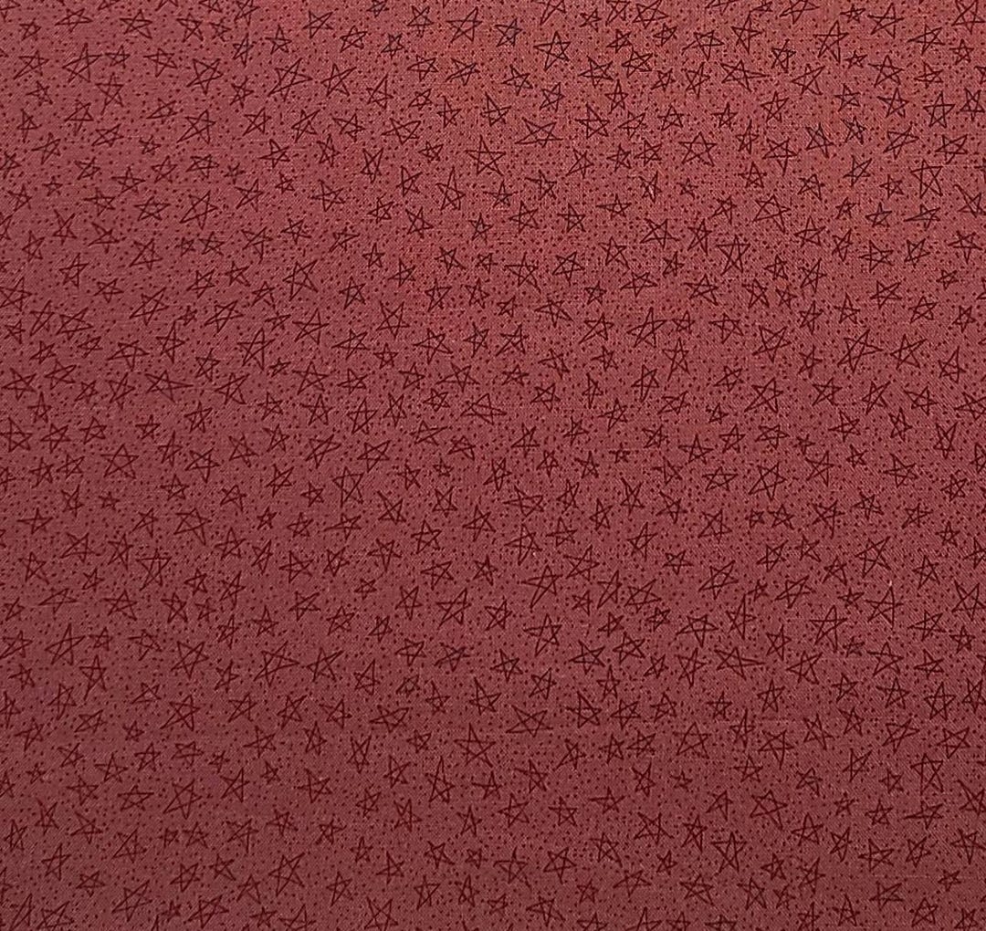 All Things Merry by Farmyard Creations for Clothworks Dark Red Fabric / Black Star and Dot Print ...