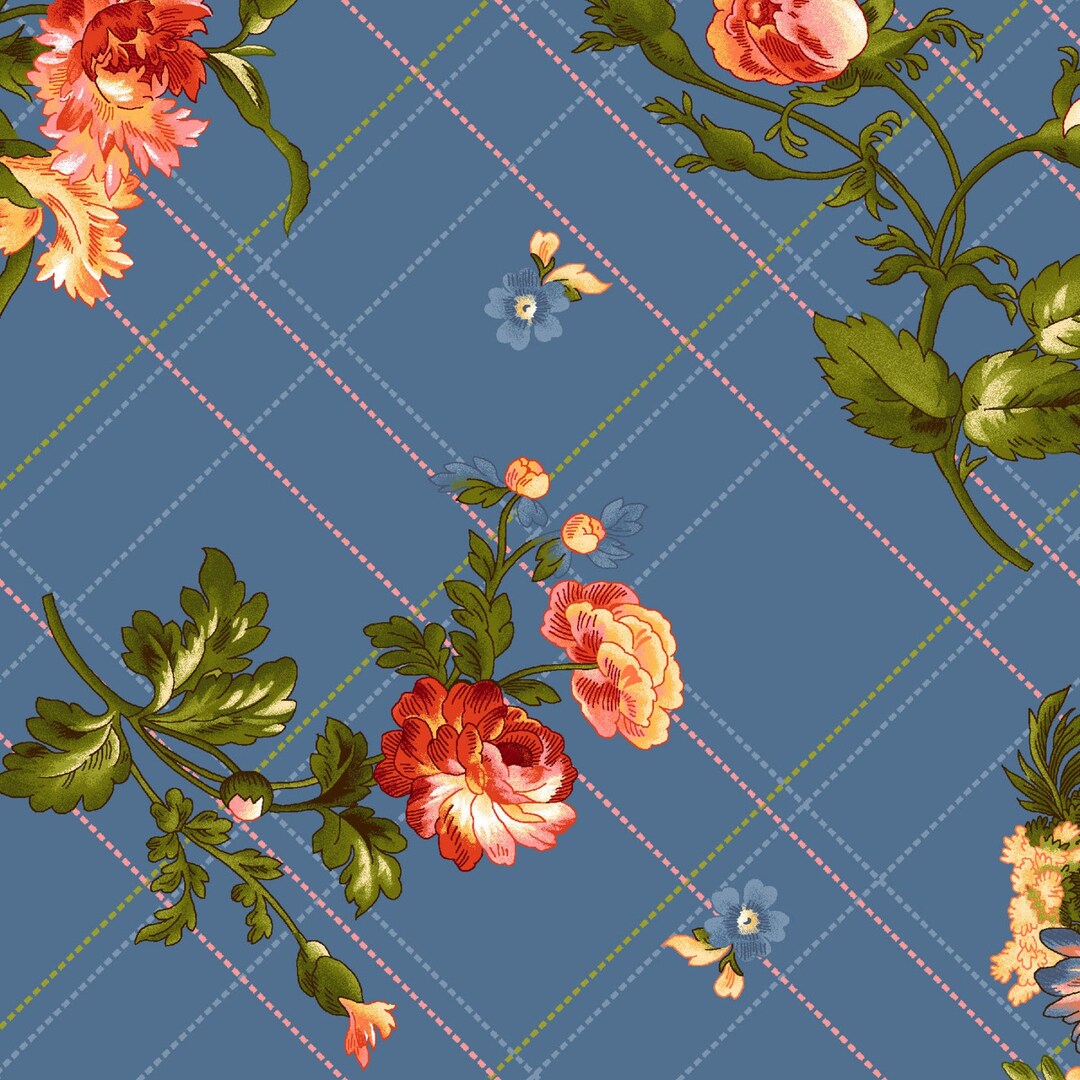 EOB Belle Epoque by Maywood Studio Bias Plaid Floral Blue French ...