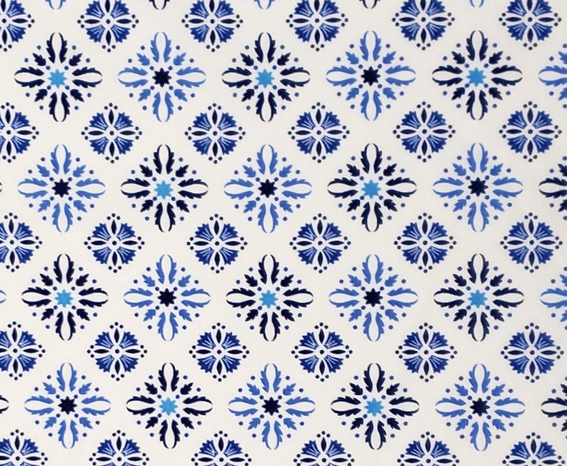 White Fabric Blue Diamond Pattern - Etsy