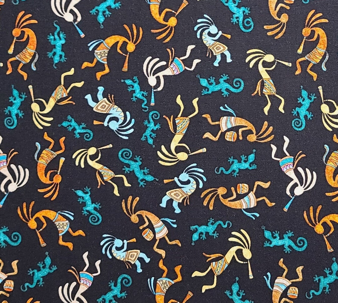 Dan Morris Design 2017 for QT Fabrics - Black Fabric / Turquoise, Brown ...