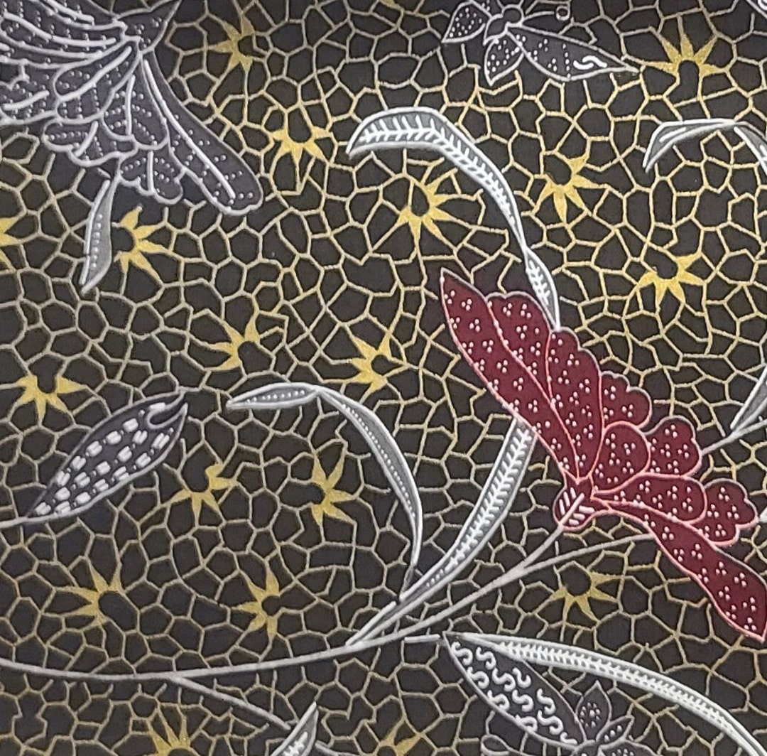 Guaranteed Dutch Java Print 4599R - Dark Brown Fabric / Dark Red and ...