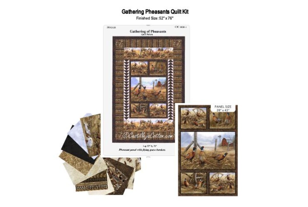 Kit - Gathering of Pheasants Quilt (52"x76") Quilt Kit - Featuring ...