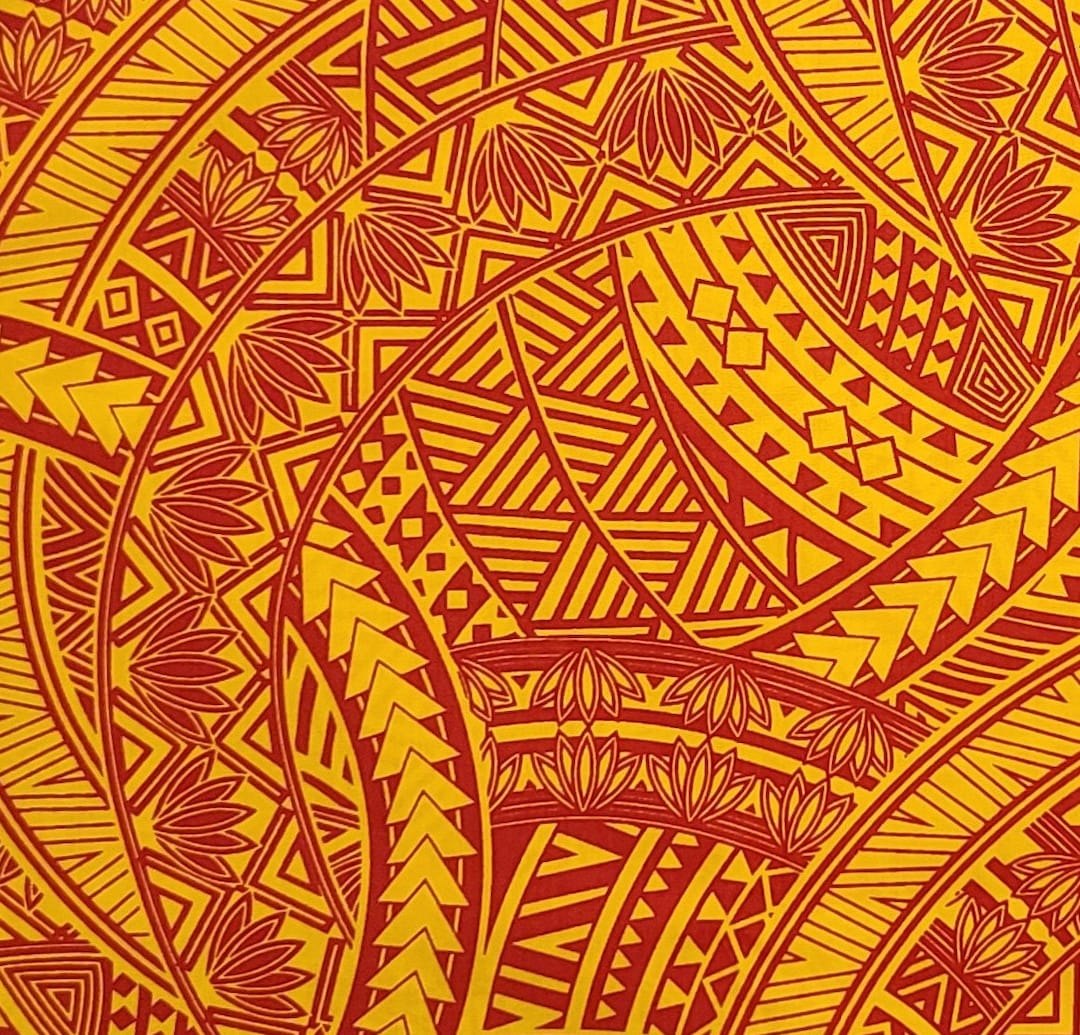 June Fabric From Hawaii Bright Yellow and Red Patterned Fabric 65 ...