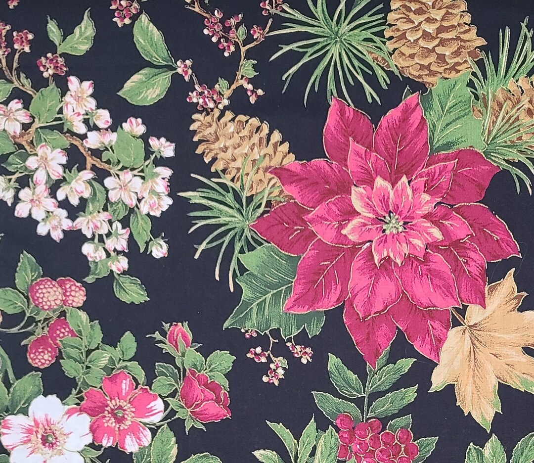 EOB Joan Kessler for Concord Fabrics Inc Black Fabric / Large Raspberry ...