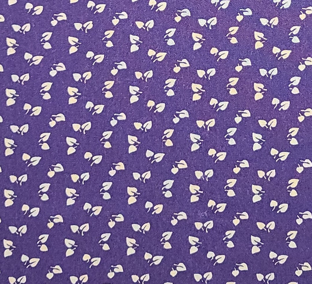 Peter Pan Fabrics Inc - Dark Purple Fabric / Cream Leaf Print - Etsy
