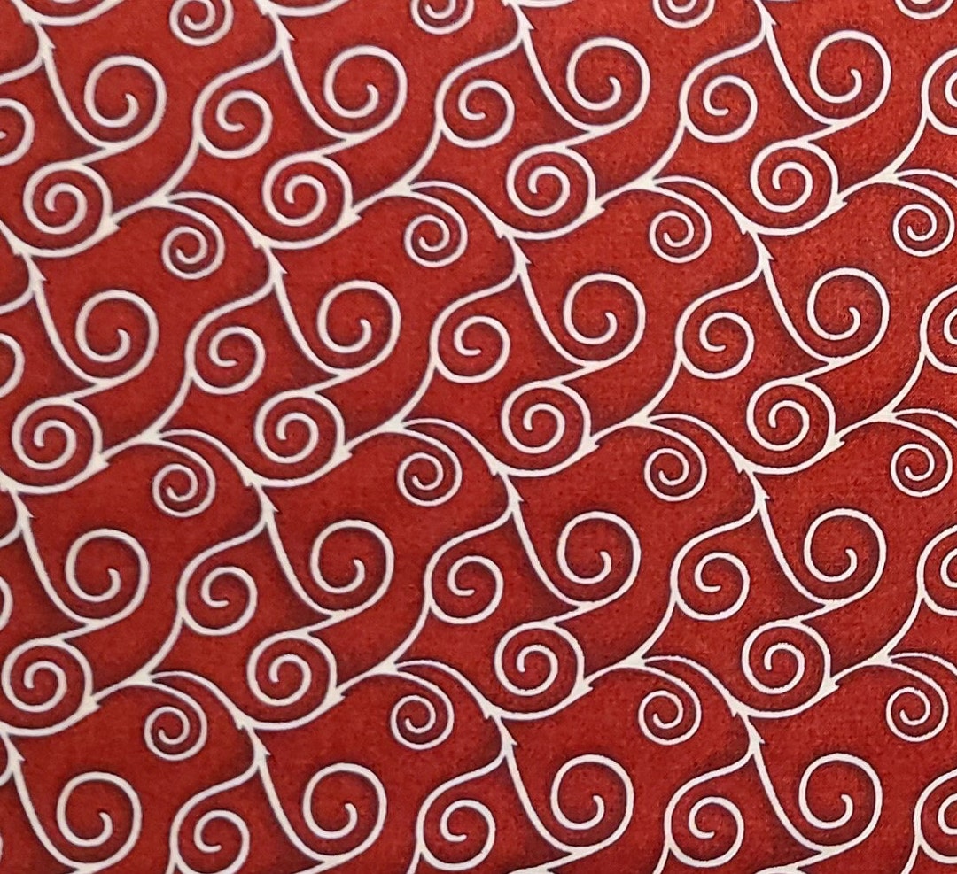 Debbie Mumm for SSI - Red Tonal Fabric / Cream Scroll Pattern - Etsy