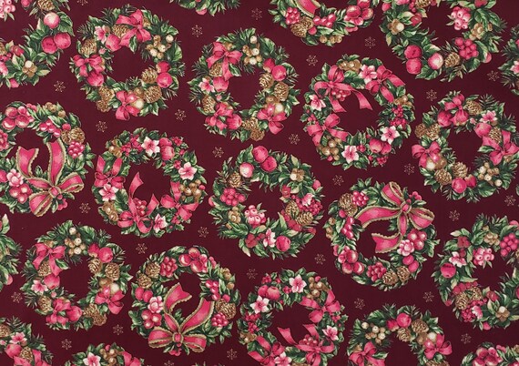 A VIP Cranston Print Works Cranberry Fabric With Holiday | Etsy