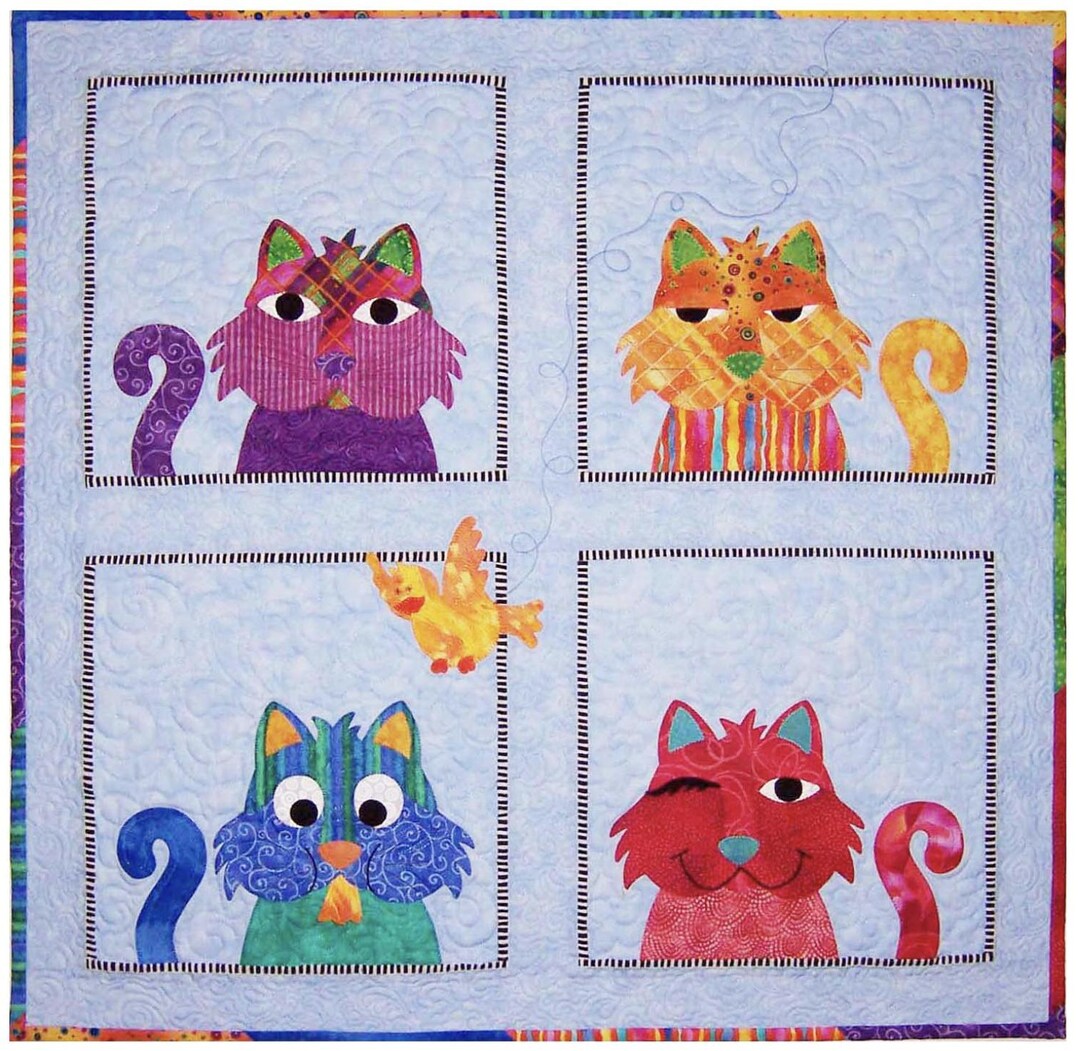 Sweety Cat! Applique Quilt Pattern by Sandy Fitzpatrick | Finished Size ...