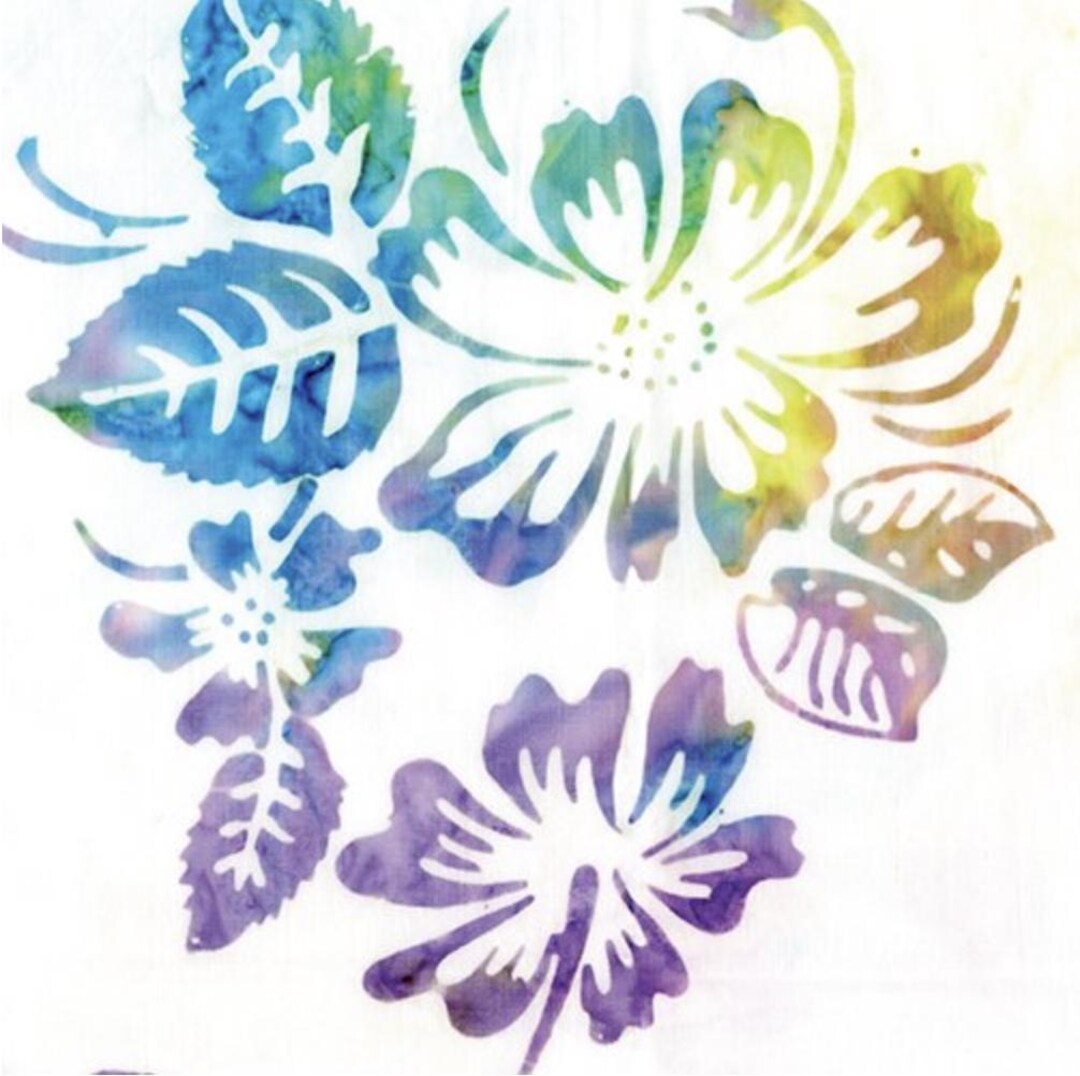 Hibiscus Shell Bali Hawaii 9172-09 by Benartex - White Batik Fabric ...