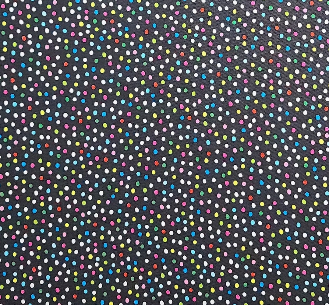 Dolly Mamas by Joey for QT Fabrics - Black Fabric / Bright Pastel Spots ...