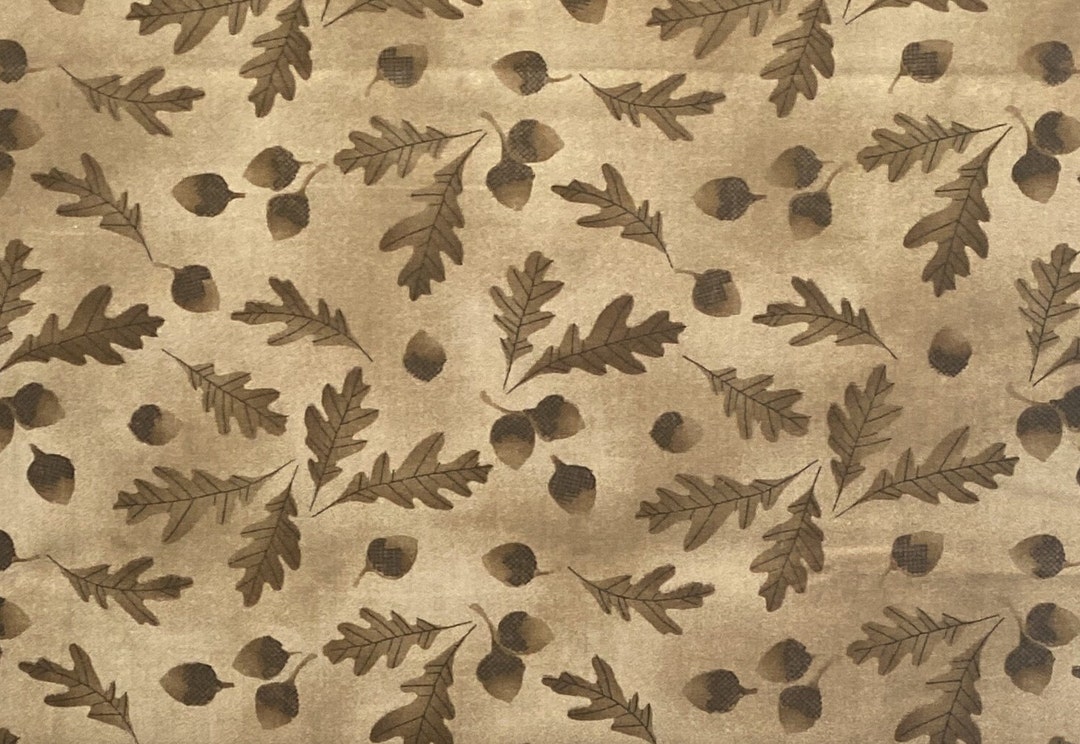 EOB Blank Textiles Light Brown Tonal Fabric / Brown Tonal Leaf and ...