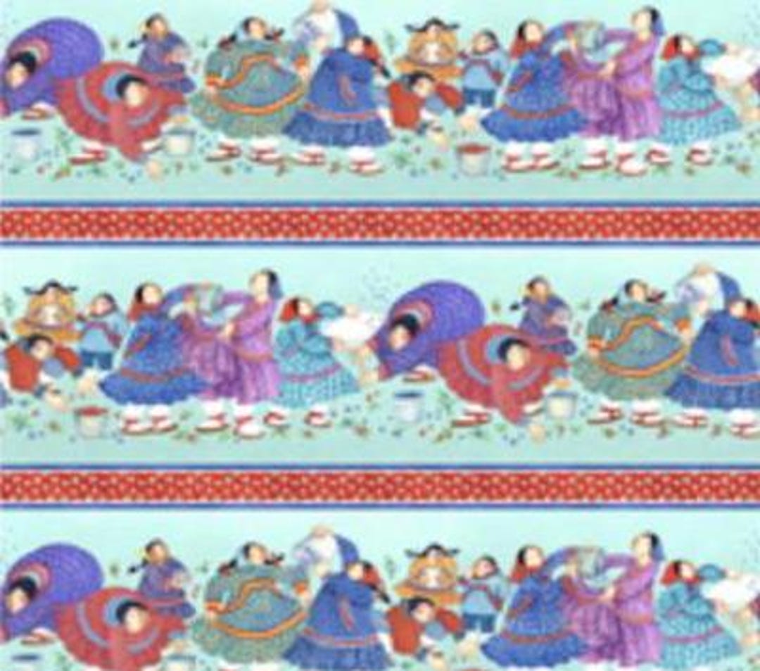 Berry Pickers DP27046-64 by Barbara Lavallee for Northcott - Teal ...