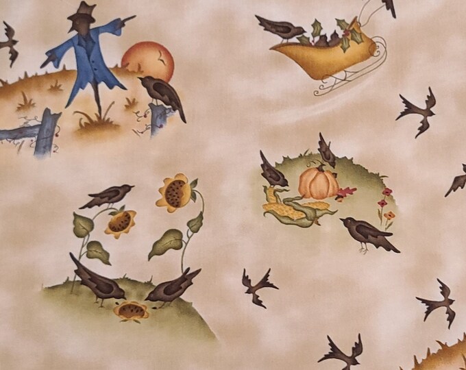 A Year to Crow About Jacqueline Paton Red Rooster Fabrics Dsn#23083-tan ...