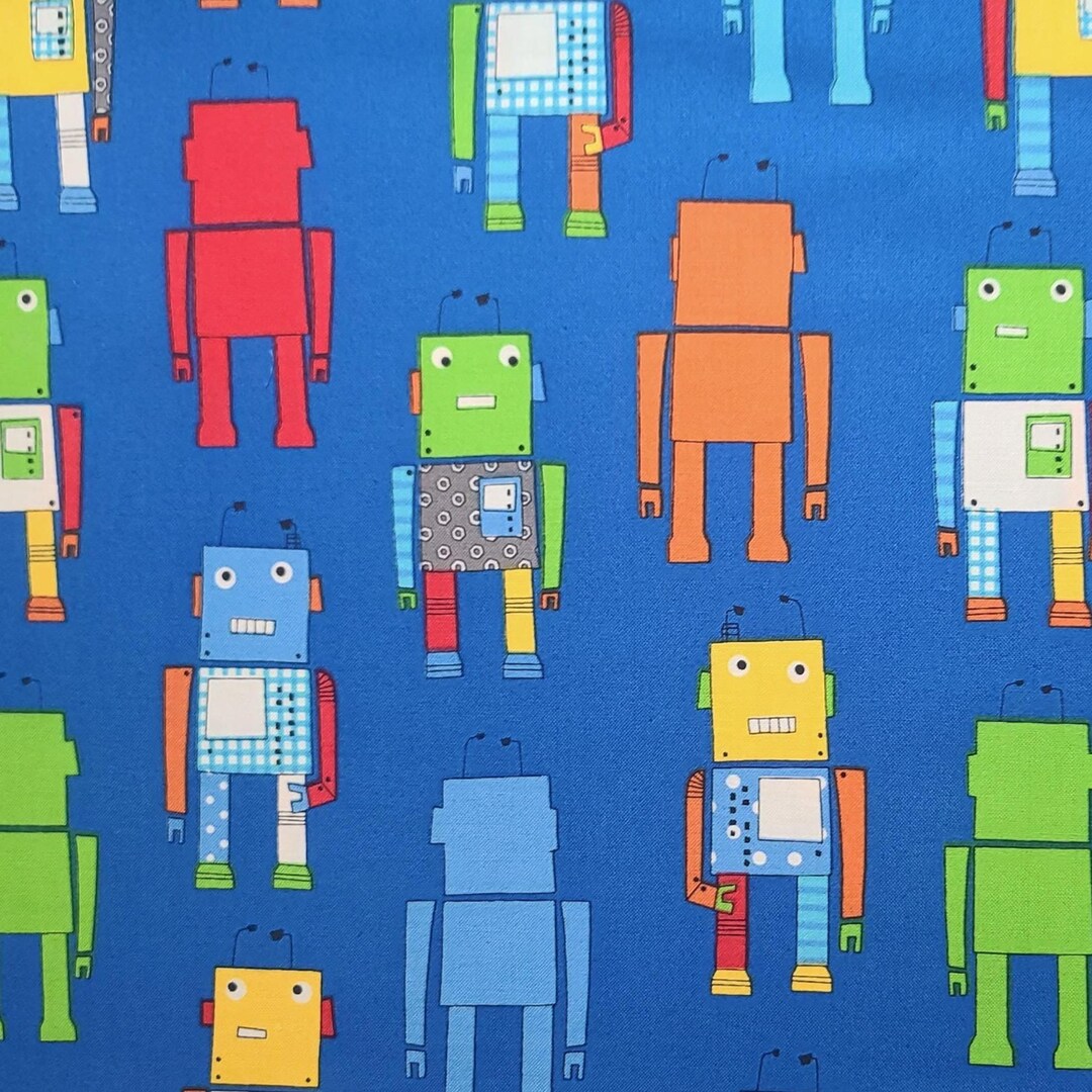 Beep Bots! G4054-19 Navy by Jillian Phillips 2009 Hoffman California ...