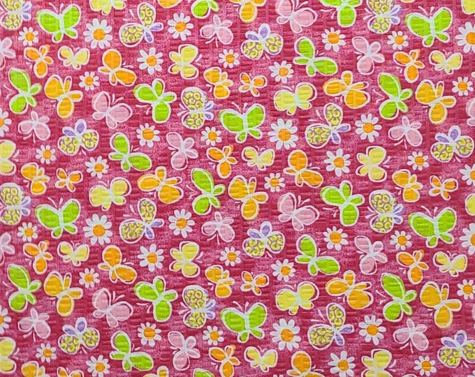 Seersucker - Raspberry Colored Fabric / Bright Green, Yellow, Orange ...