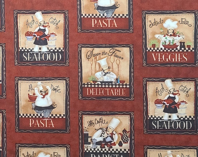 EOB - ALS Chef Panel D#11740 - Dark Red Tonal Fabric / Cartoon-style ...