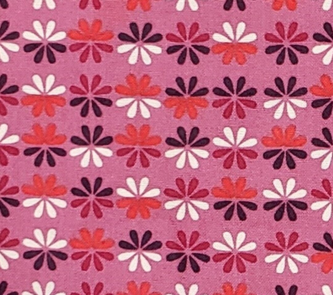 Wild & Wonderous D1174 Dark Pink Fabric / Red, Purple and White Retro ...