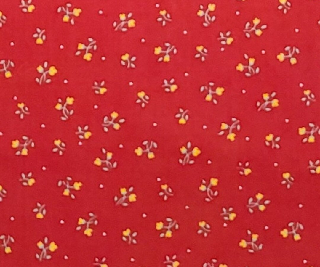 Wamsutta OTC Division of Lowenstein Corp - Dark Red Fabric / Yellow ...