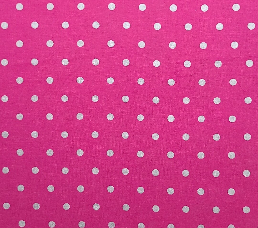 Joann Fabrics - Raspberry Colored Fabric / Silver Metallic Polka Dot ...