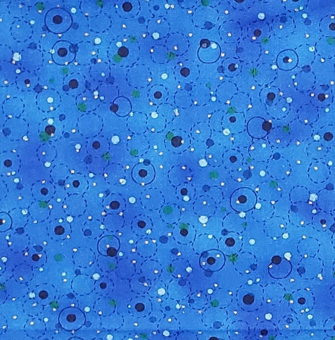 Bright Medium Blue Fabric | Multi-colored Dots - Etsy