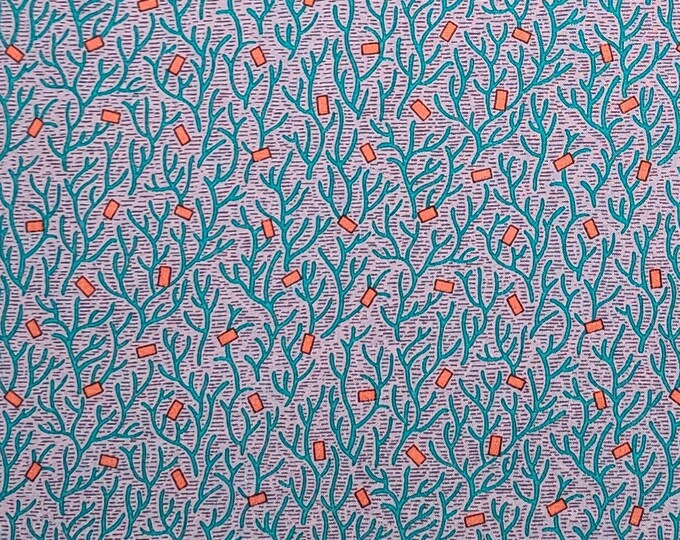 EOB - Pilgram/roy for P&B Textiles - Light Purple Tonal Fabric / Teal and Coral Print - Etsy