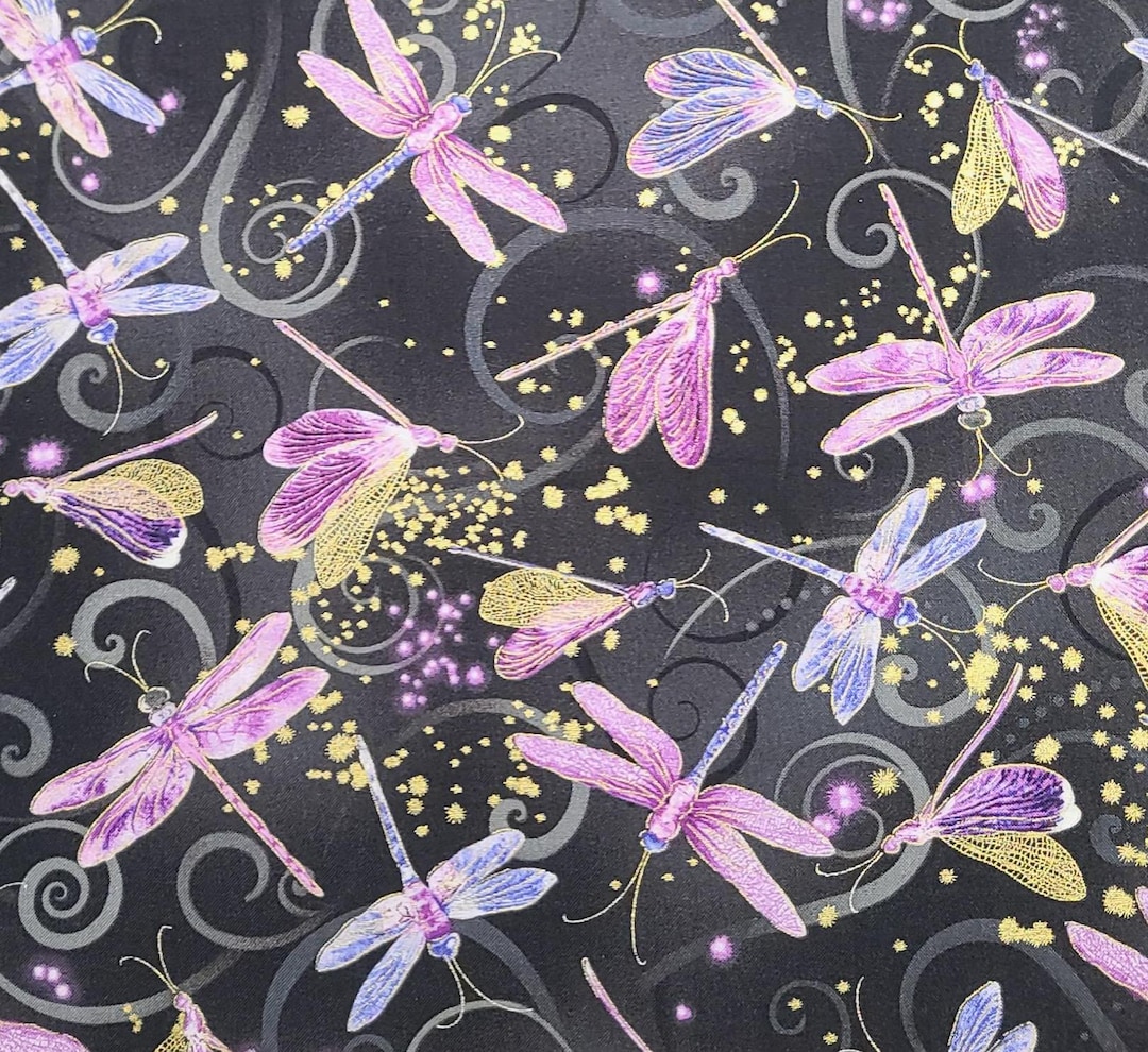 Dragonfly Dance Kanvas Benartex Pattern DANCING Dragonflies-cm8498 ...