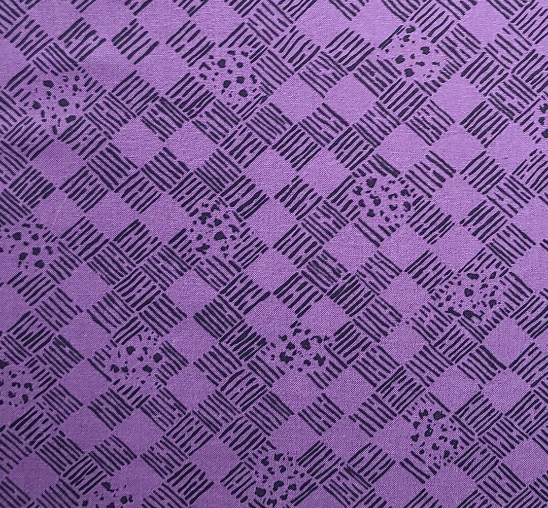 Peter Pan Fabrics Inc - Purple Fabric / Black Stripe and Dot, Check ...