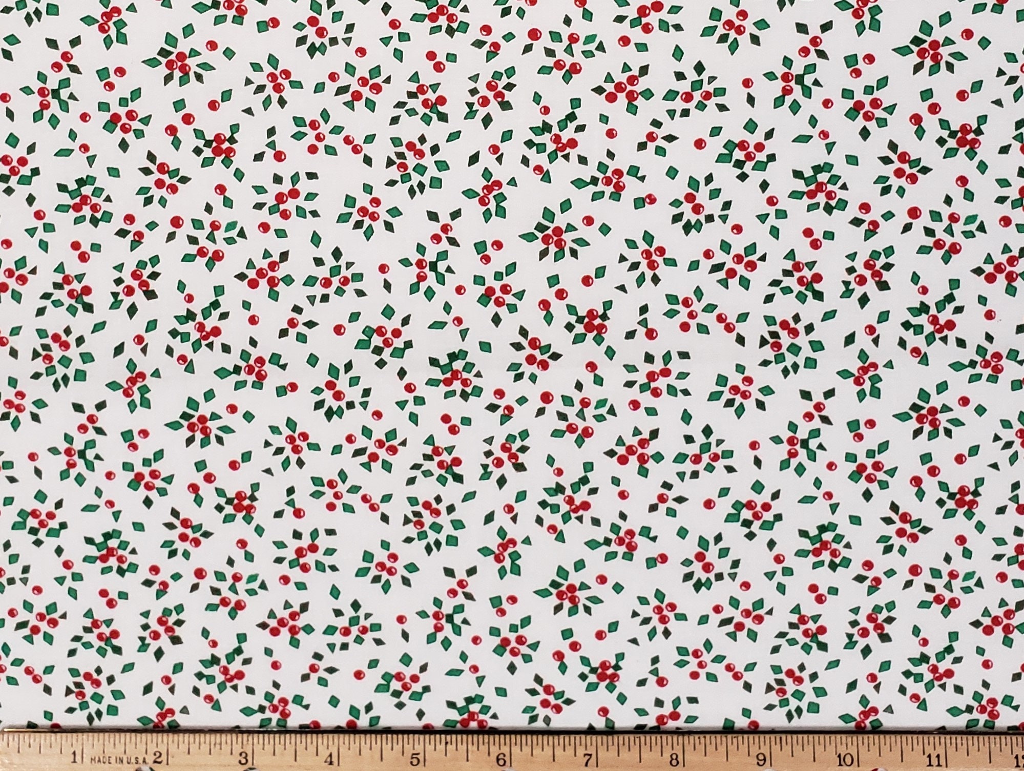 White Fabric Geometric Holly Print - Etsy
