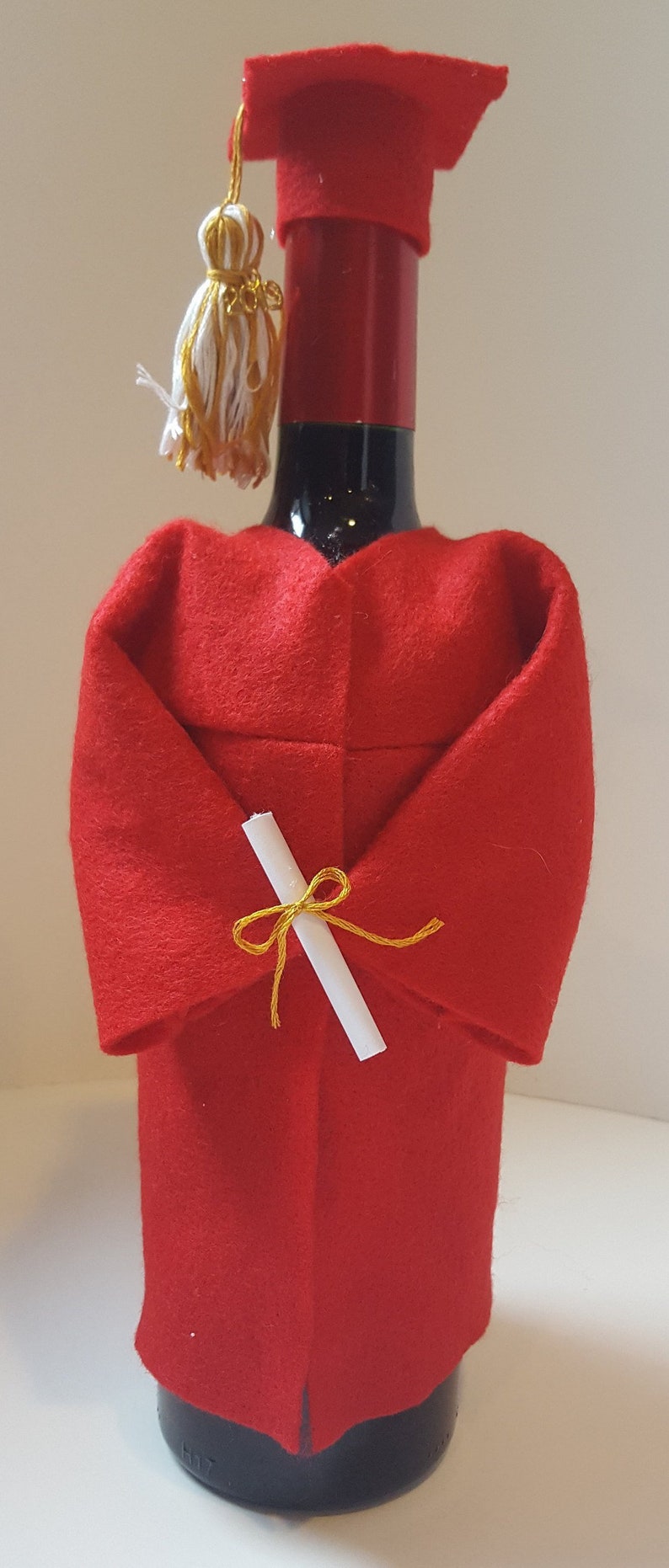 Graduation Cap & Gown Bottle Cover Red | Etsy