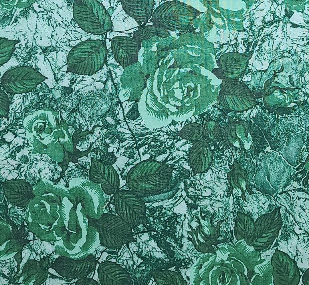 Ozark Calicos by Fabri-quilt Inc - Green Tonal Rose Print Fabric - Etsy