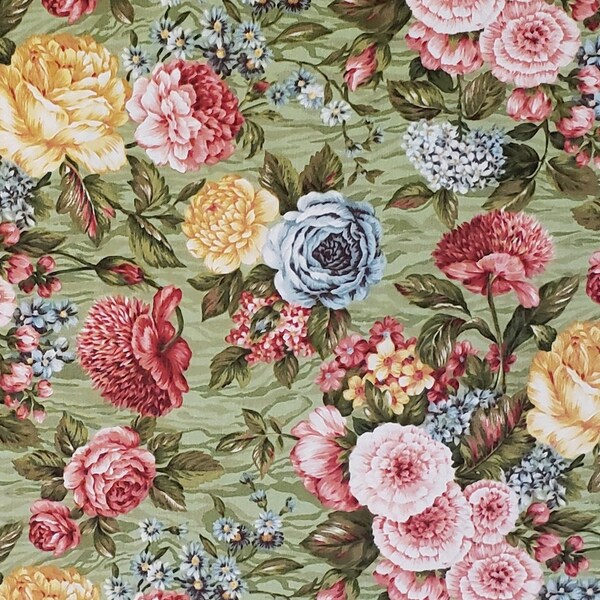 Rose Print Fabric - Etsy