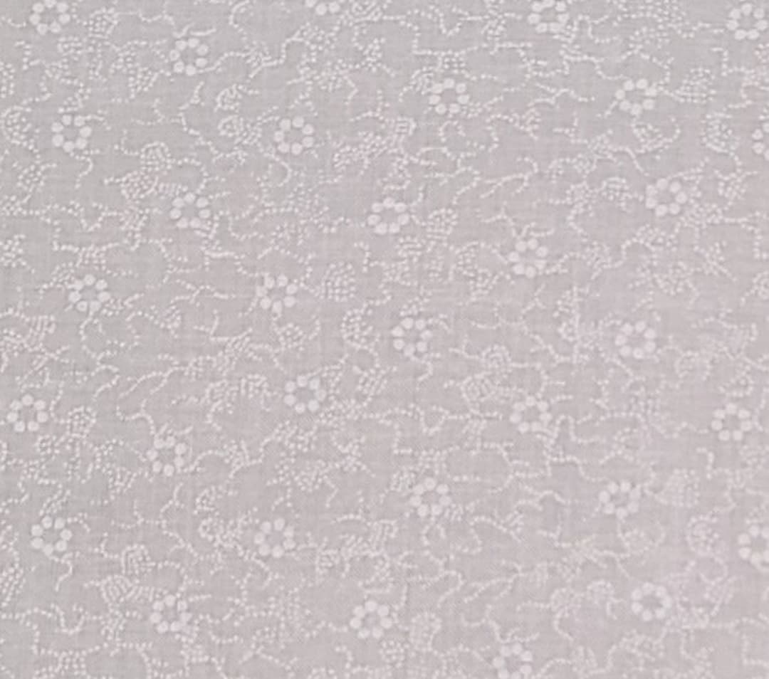 White Fabric / White Tone-on-tone Flower and Vine Print - Selvage to ...