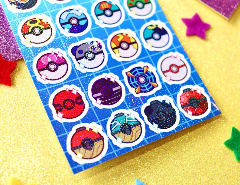 Poke-deco Glittery Sticker Sheet - Etsy