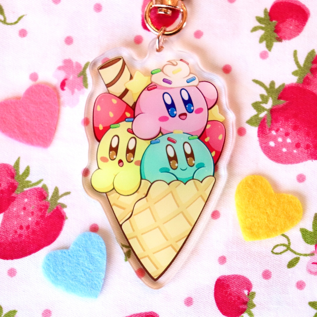 Ice Cream Kirb Acrylic Charm Keychain - Etsy