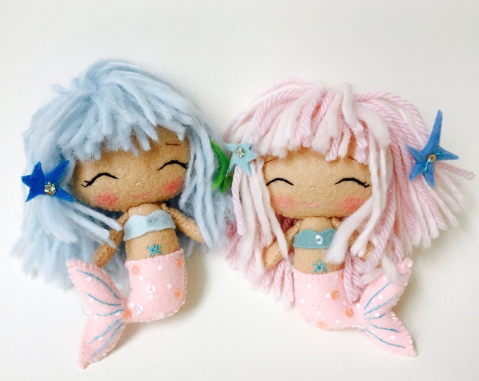 Chibi Mermaid Doll, Handmade Wool Felt a Gingermelon Design - Etsy