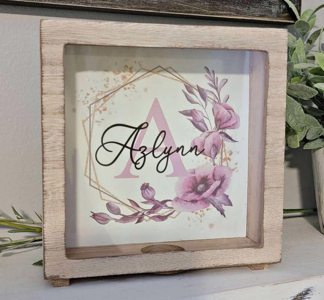 Girls Money Bank - Personalized Piggy Bank - Custom Wood Money Box ...