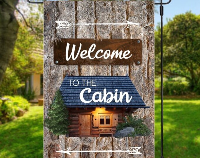 Cabin Garden Flag - Garden Flag Custom Made Cabin Decor - Outdoor ...